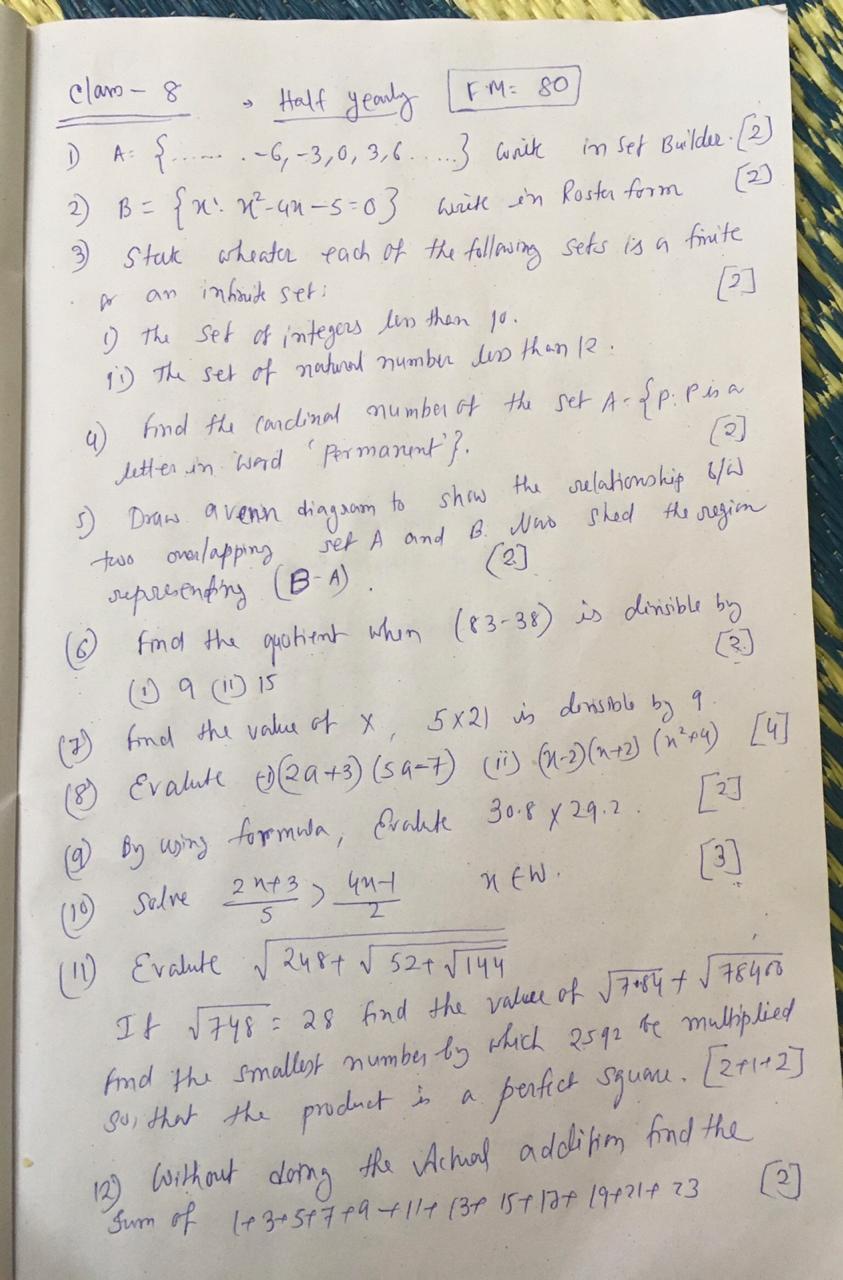 Update ANS Class 8 Math Half Yearly Question Set1 update-ans-class-8-math-half-yearly-question-set1