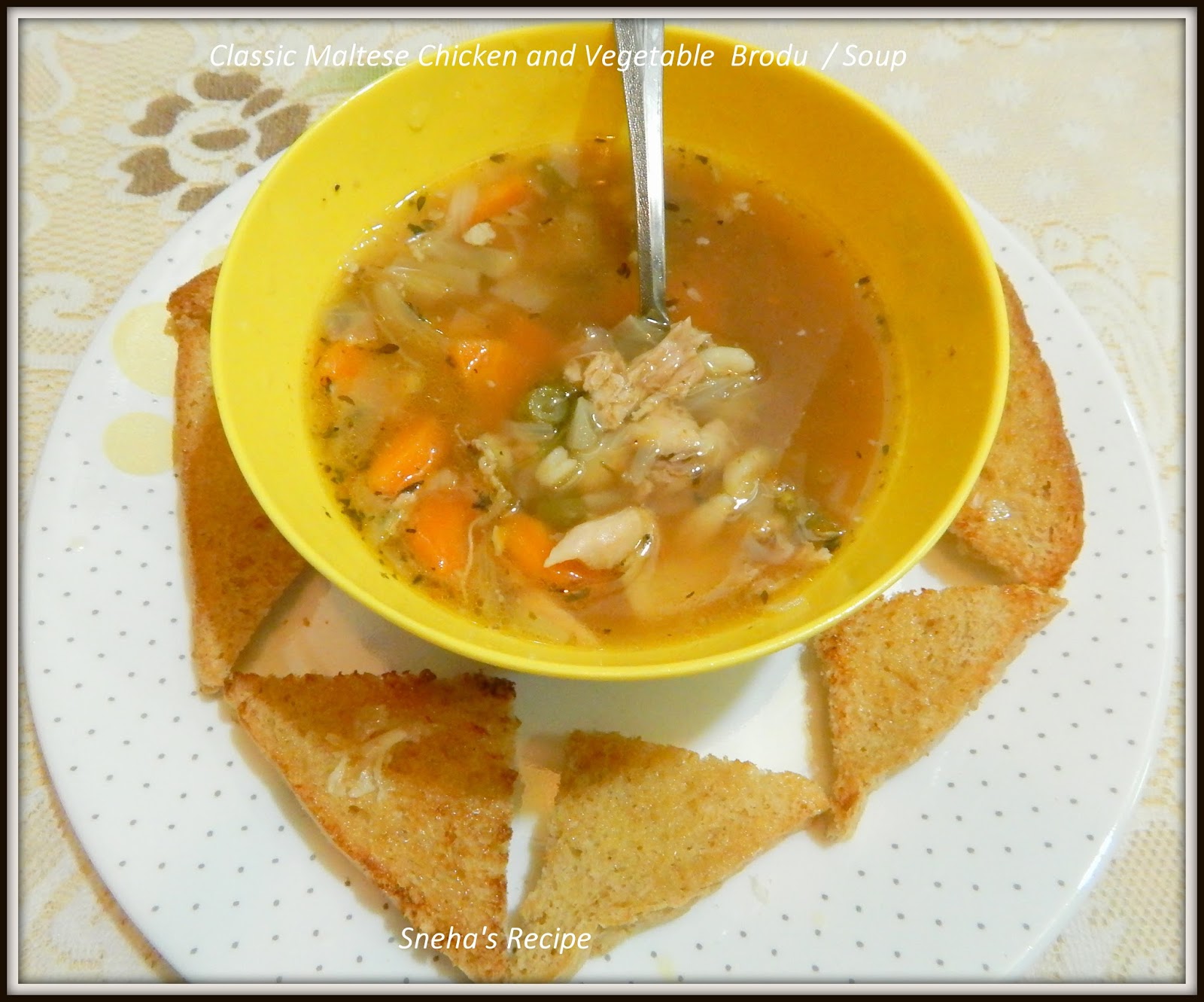 Classic Maltese Chicken and Vegetable Brodu / Soup - Sneha's Recipe