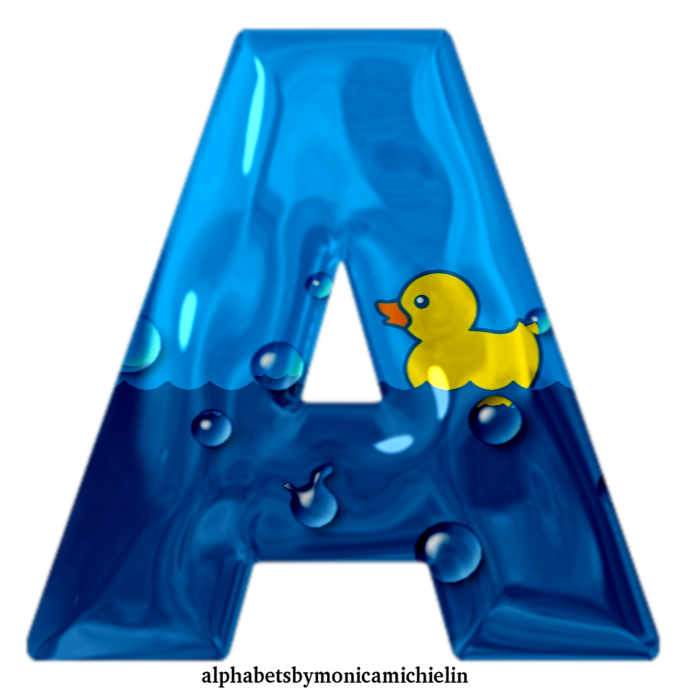 M. Michielin Alphabets: BLUE LUMPY FONT RUBBER DUCK ALPHABET AND ICONS PNG