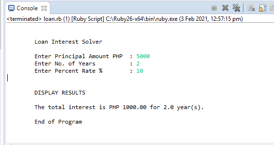 Free Programming Source Codes And Computer Programming Tutorials Loan Solver In Ruby