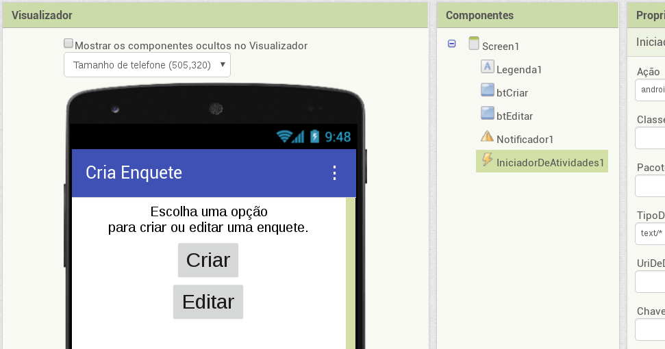 Engenhos 2020: Programando Aplicativos com AI2 - CriaEnquete2
