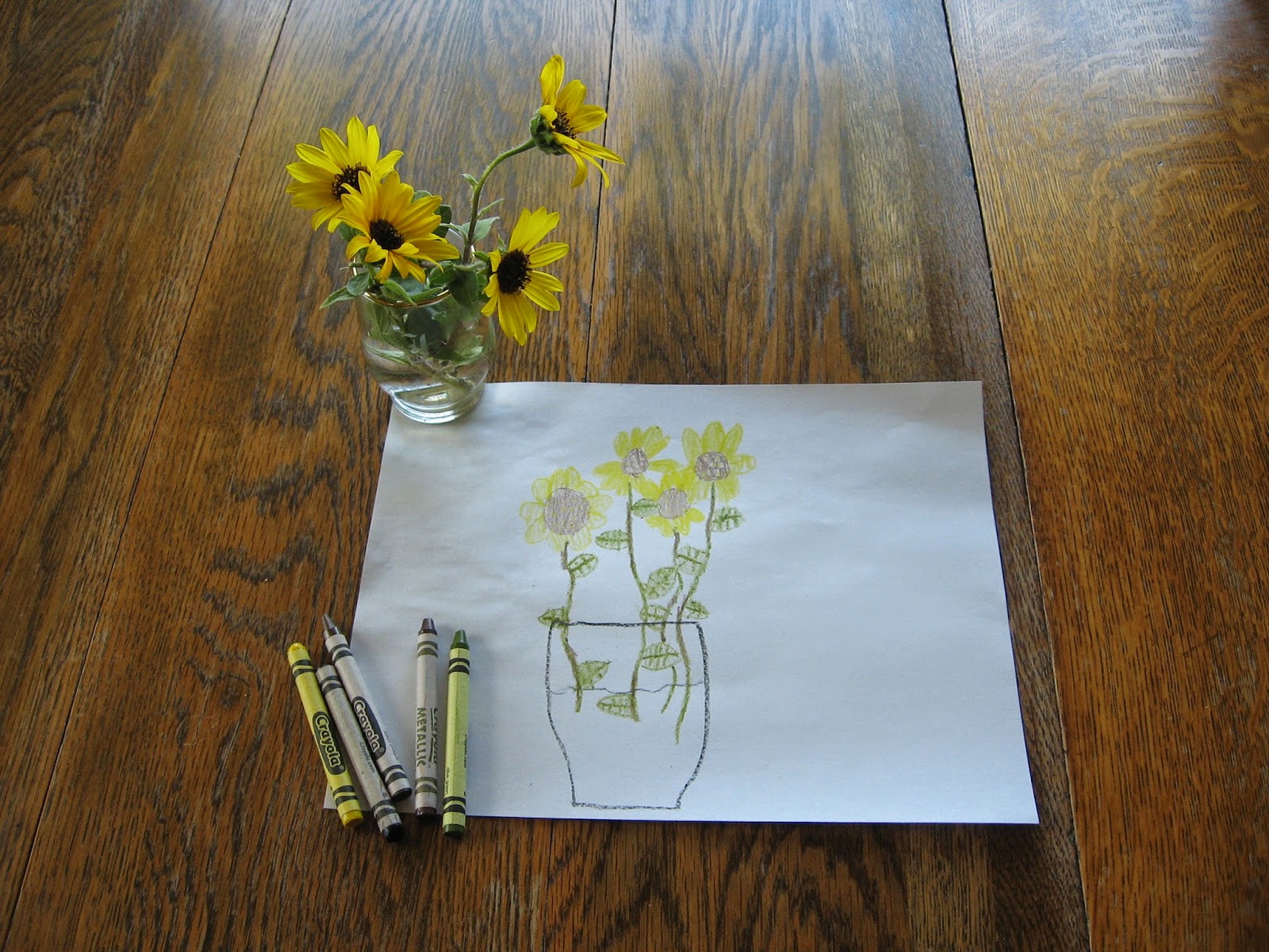 Almost Unschoolers: Fall Crayon Color Matching - Sunflowers