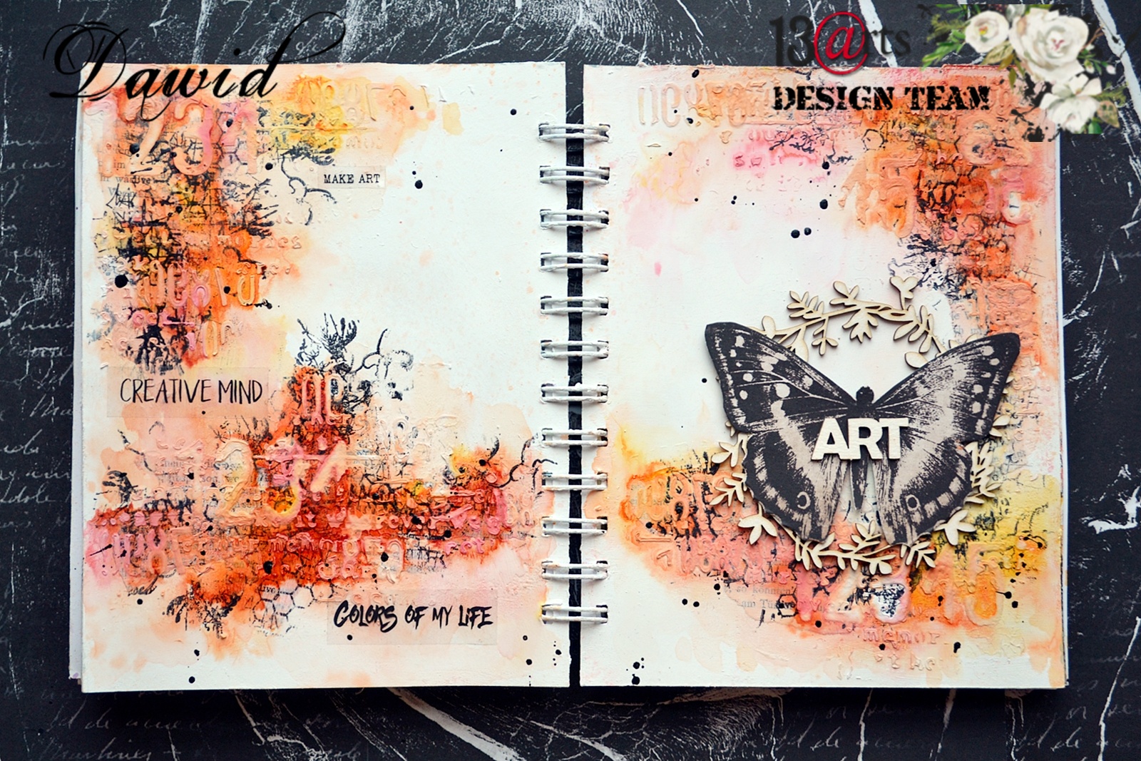 13 arts: Art journal pages in orange