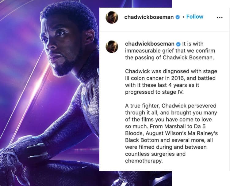 Black Panther star Chadwick Boseman dies at 43 - Where In Bacolod