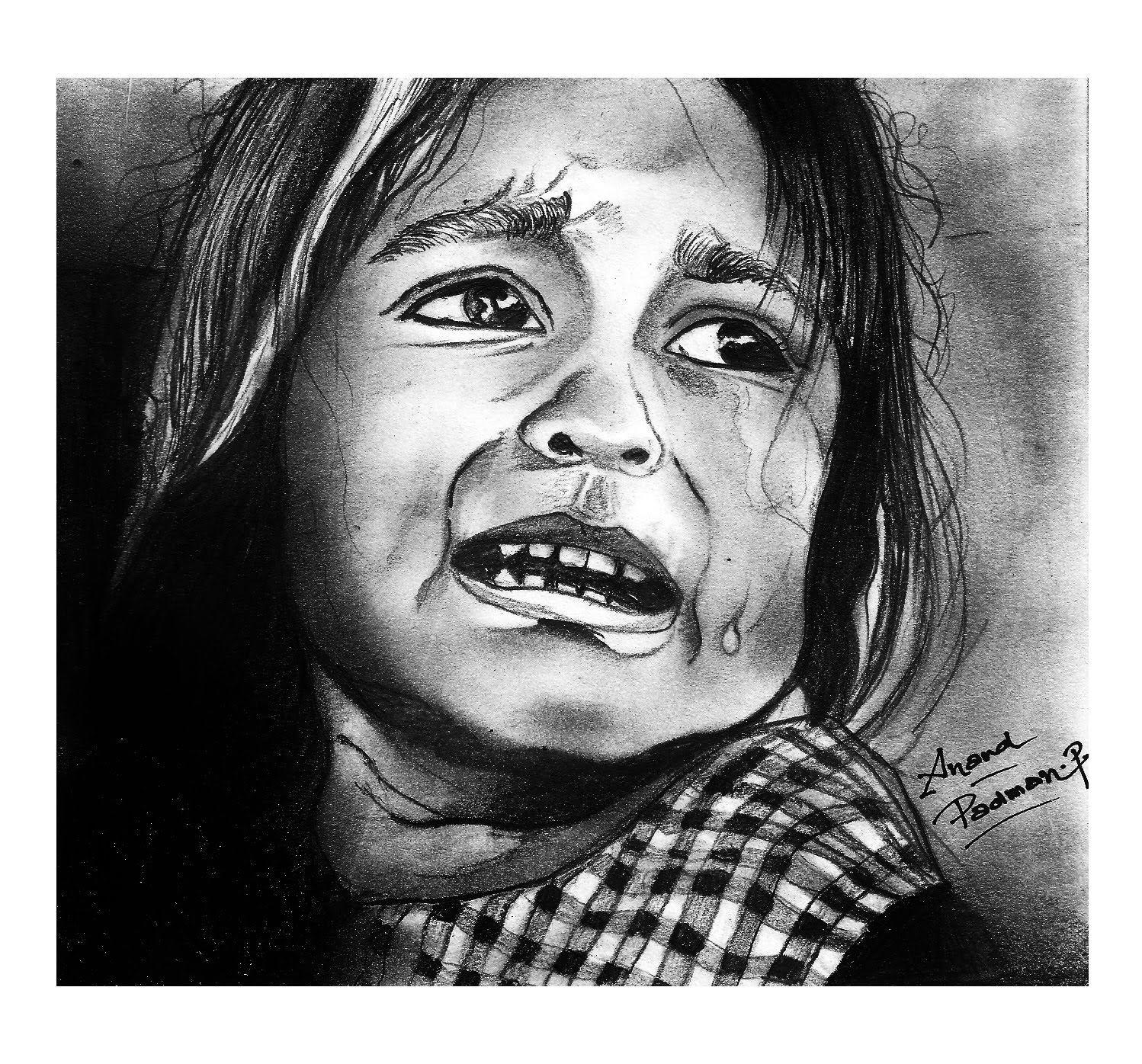 Anand Padman: crying girl (pencil work)