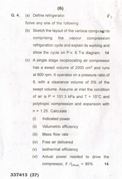 CSVTU Applied Thermodynamics BE MECH Nov Dec 2011 Question Paper ...