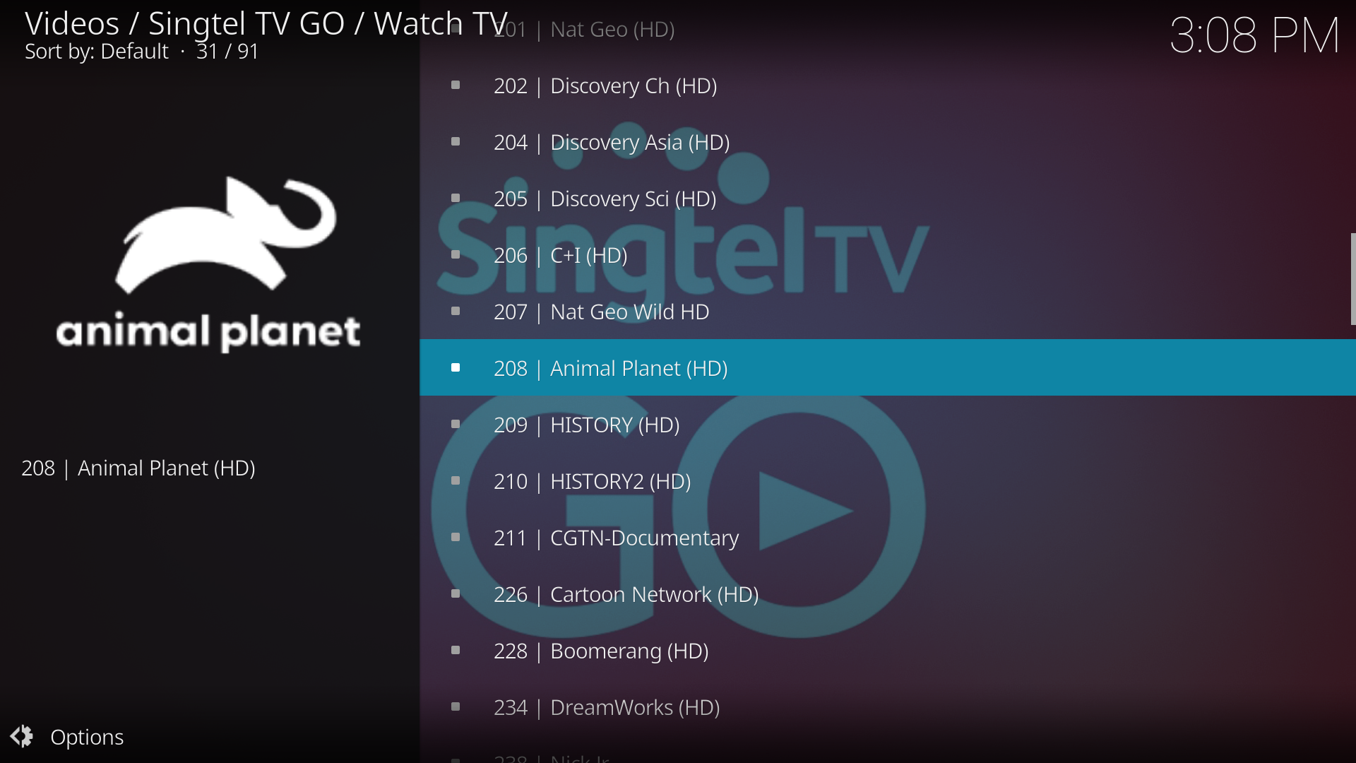 Singtel TV GO Kodi Add-on