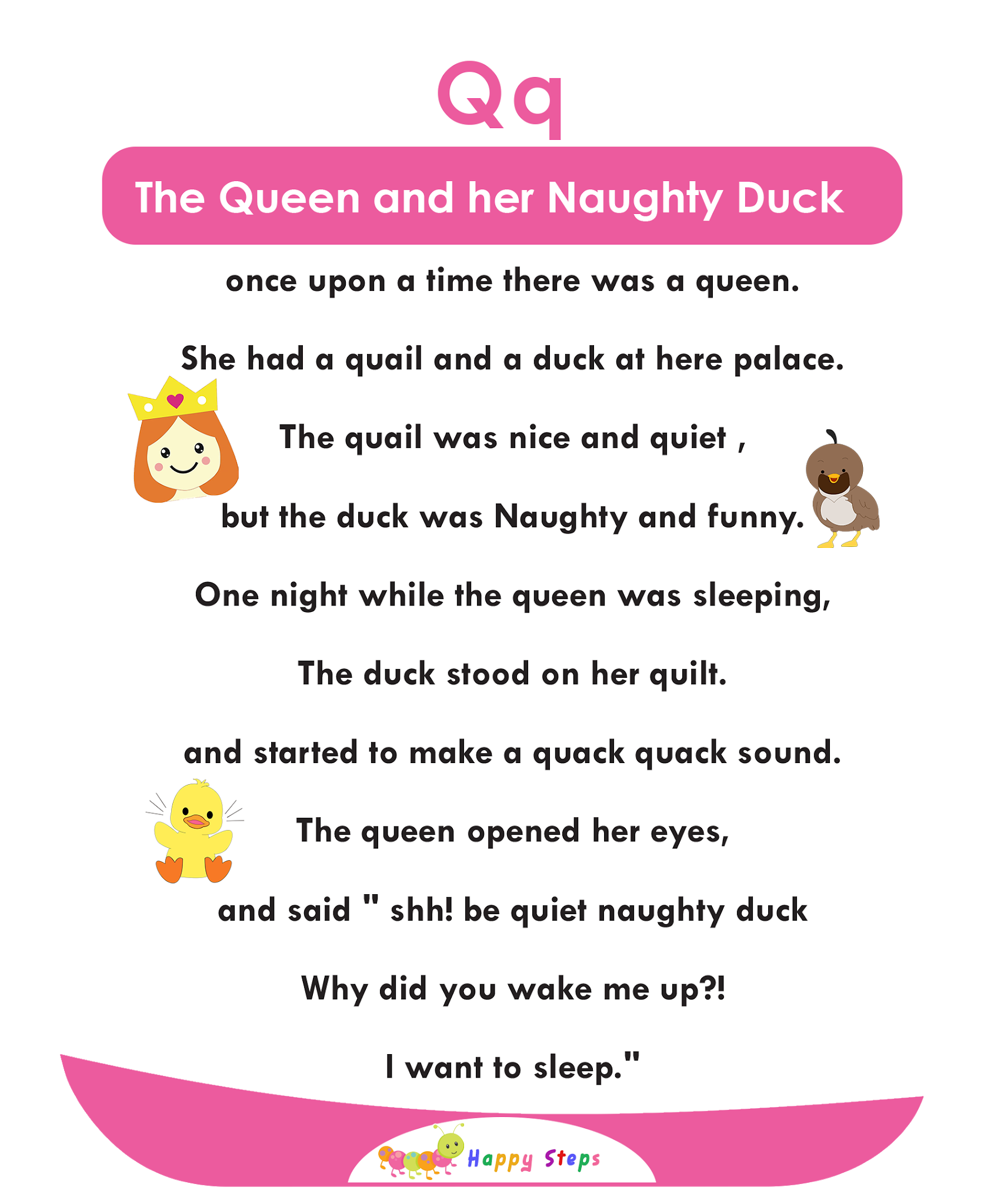 The Queen and Her Naughty Duck - Letter Q - Alphabet Stories