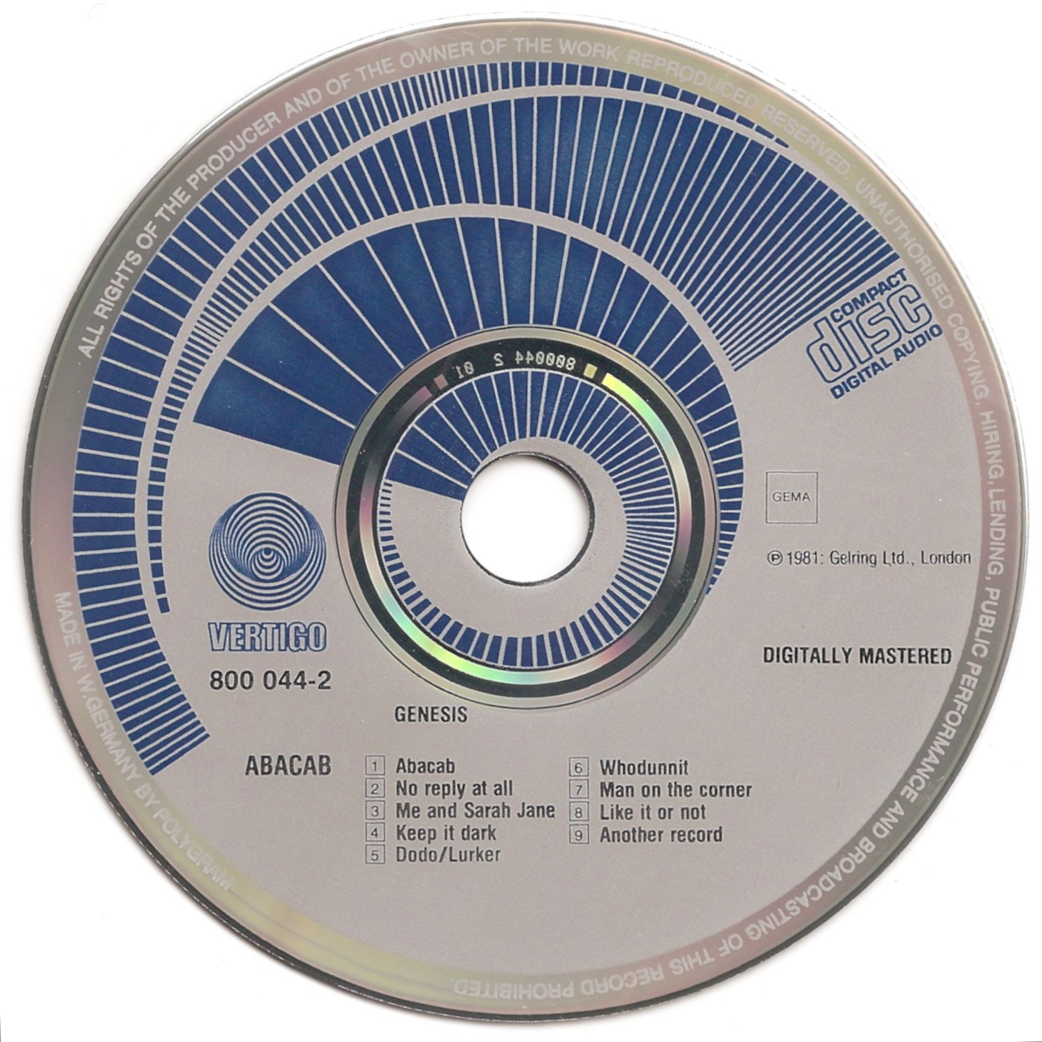 The First Pressing CD Collection: Genesis - Abacab