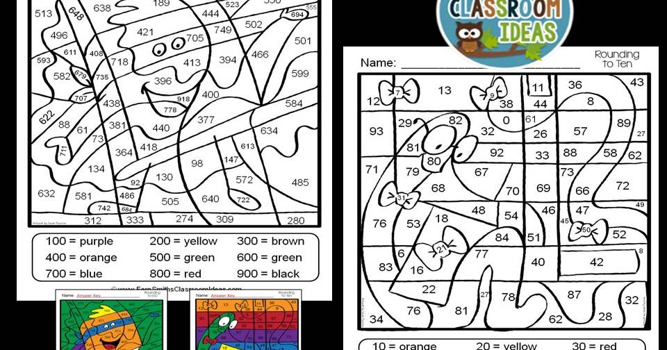 Color By Numbers For Rounding to the Nearest Ten or Hundred - Fern ...