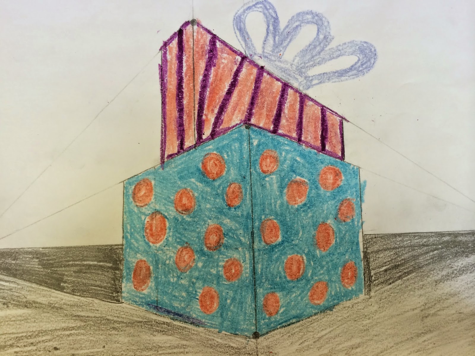 Sacred Heart art room: Two Point Perspective Gift Boxes