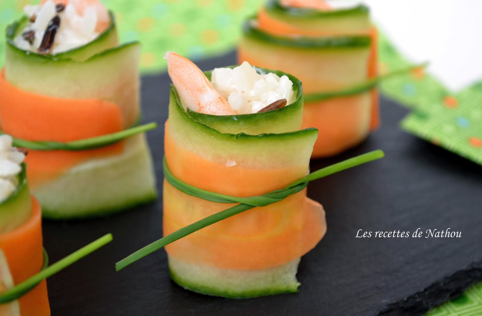 Ma cuisine au fil de mes idées...: Roulades concombre - carotte au riz ...
