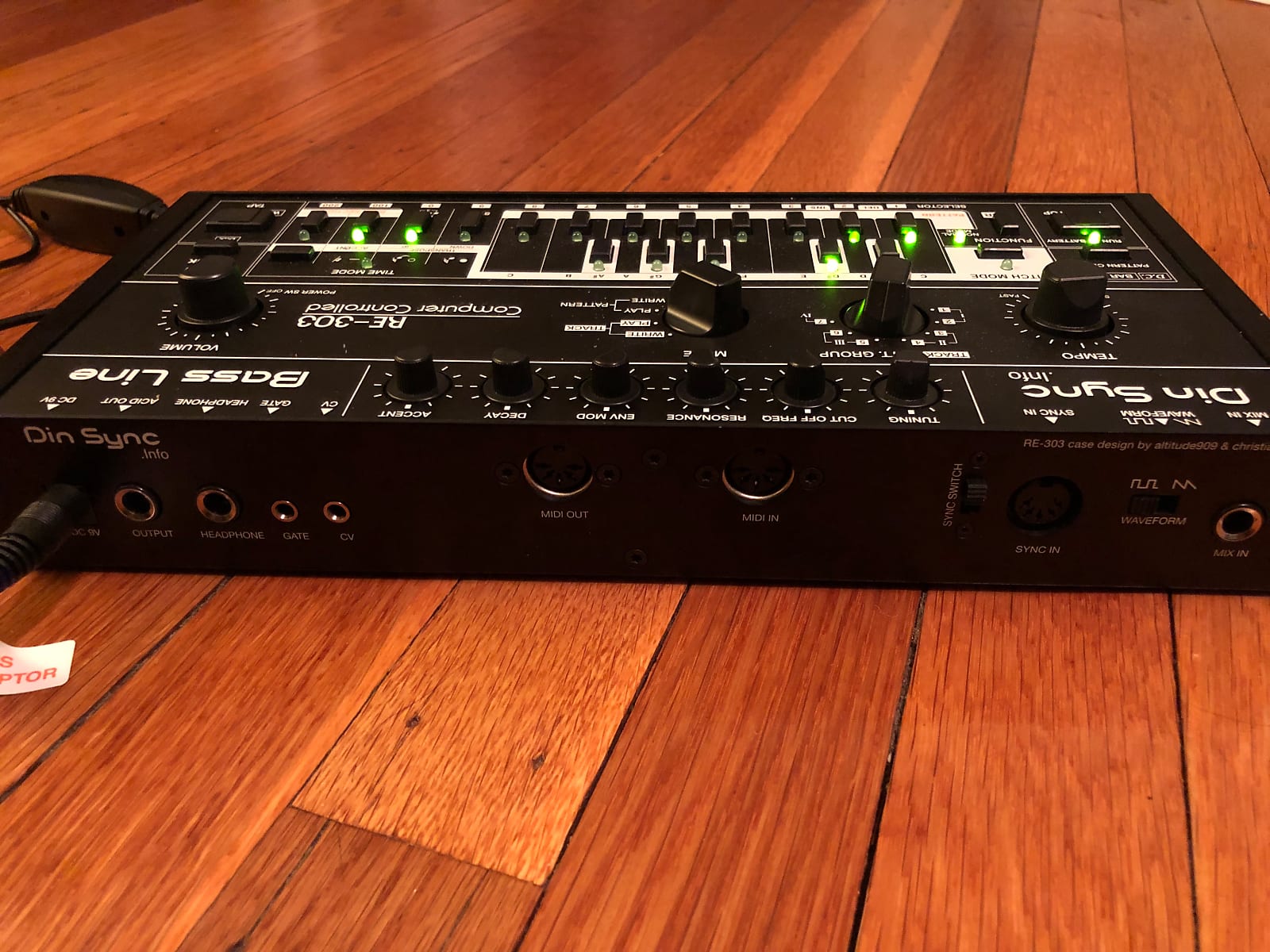 MATRIXSYNTH: Din Sync RE-303 - Acid Beast - Black Green LEDs