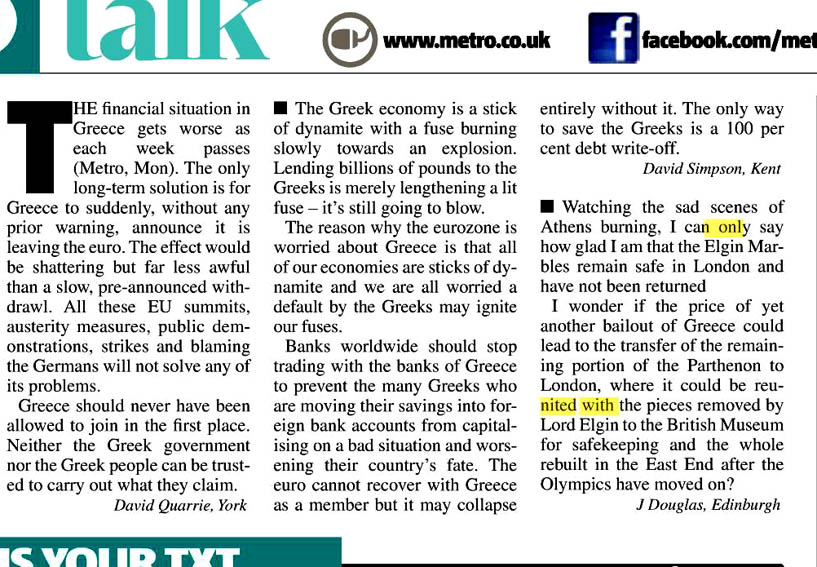 Provocative Statement In London Daily Wants Parthenon To Reunite With ...