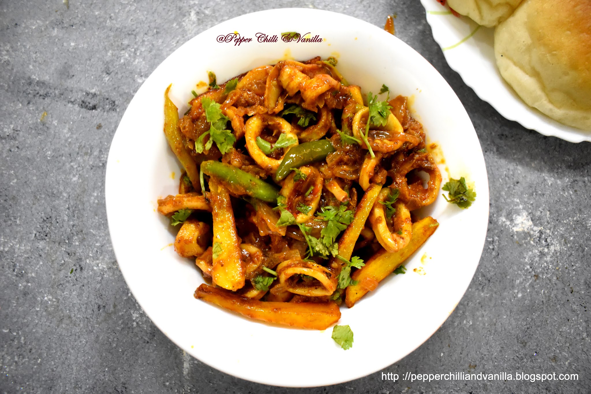 Squids Chilli Fry/Calamari Chilli Fry | Pepper, Chilli and Vanilla