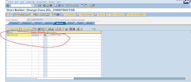 SAP TECH: Global Class: Creation of Constructor