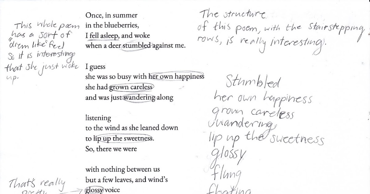 How I Annotate Poetry and my Annotation of a Mary Oliver Poem