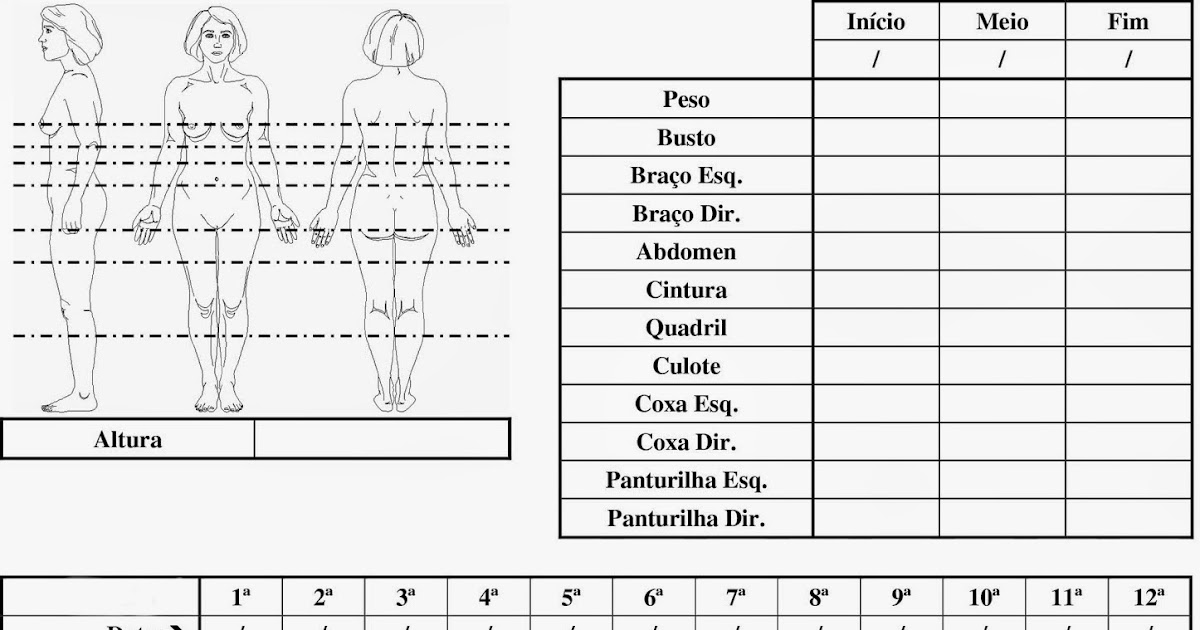 Tabela De Medidas Corporais Para Preencher - NAZAEDU