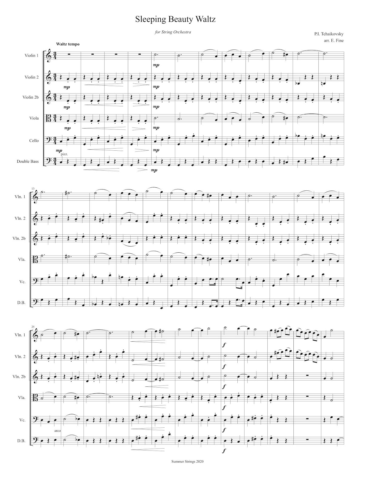Elaine Fine's Thematic Catalog: Transcription: Tchaikovsky Sleeping ...