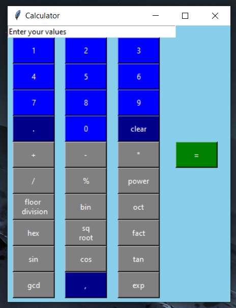 Calculator using Tkinter: