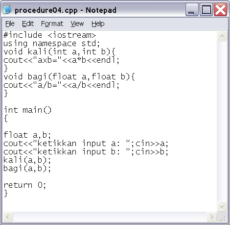 Mengenal VOID Sebagai Procedure Pada C++ . Part 2 - Niguru Indonesia
