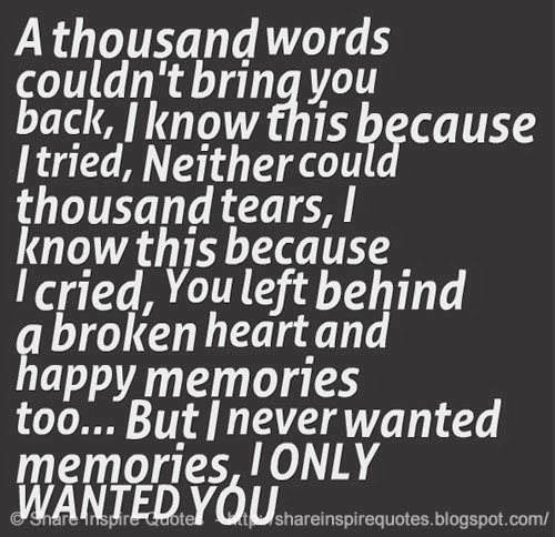 A Thousand Words Couldnt Bring You Back I Know This Because I Tried