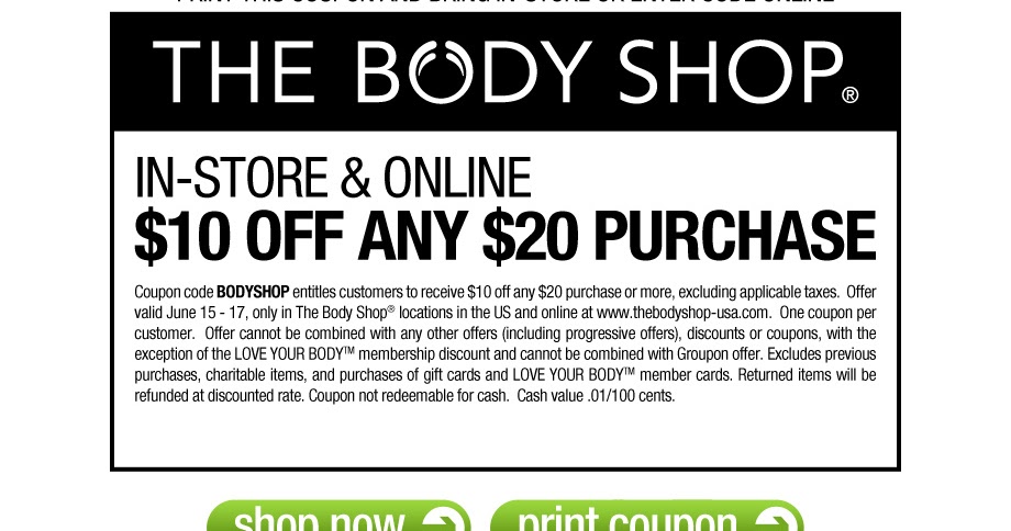 FREE IS MY LIFE: COUPON: $10 off a $20+ purchase at The Body Shop - 6/ ...