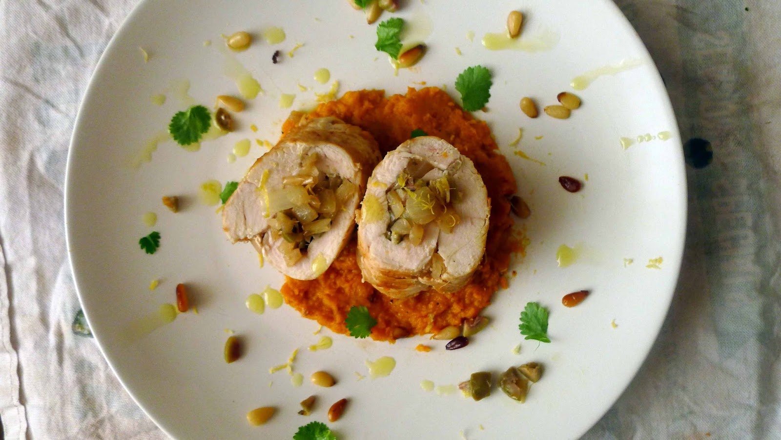 Happy Belly: Chicken Ballotine with Onion and Olives, Ras-el-hanout ...