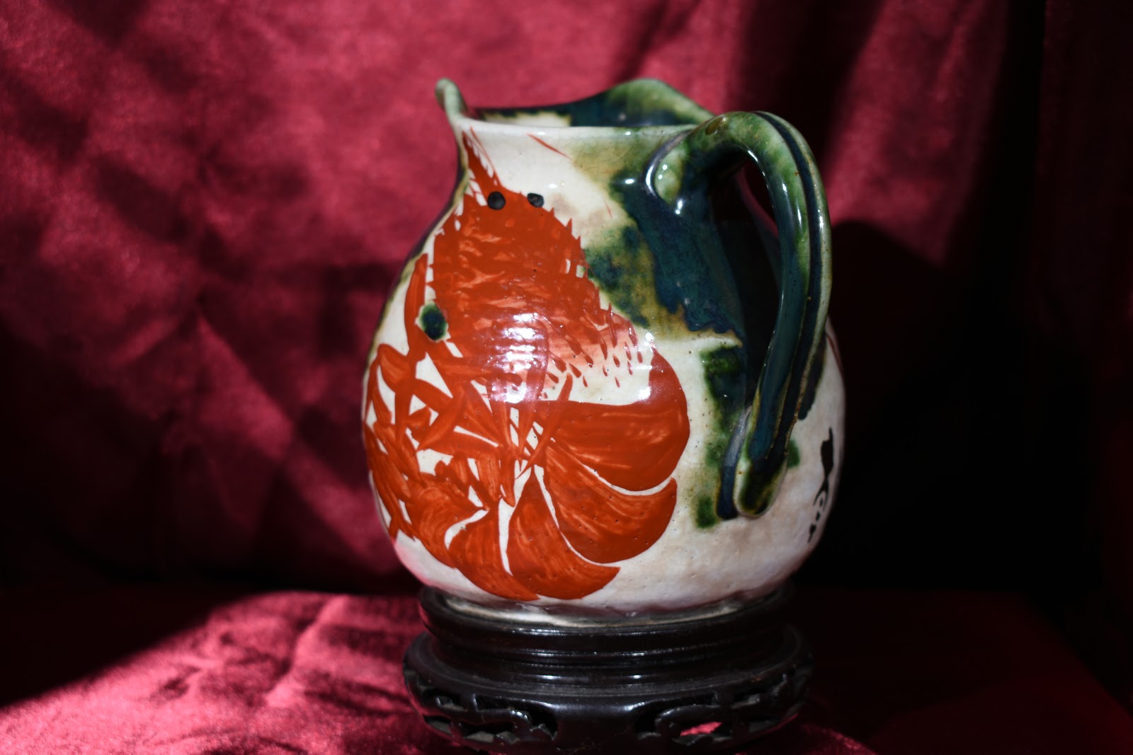 Antique Japanese Oribe Pottery Ogata Kenzan Pitcher