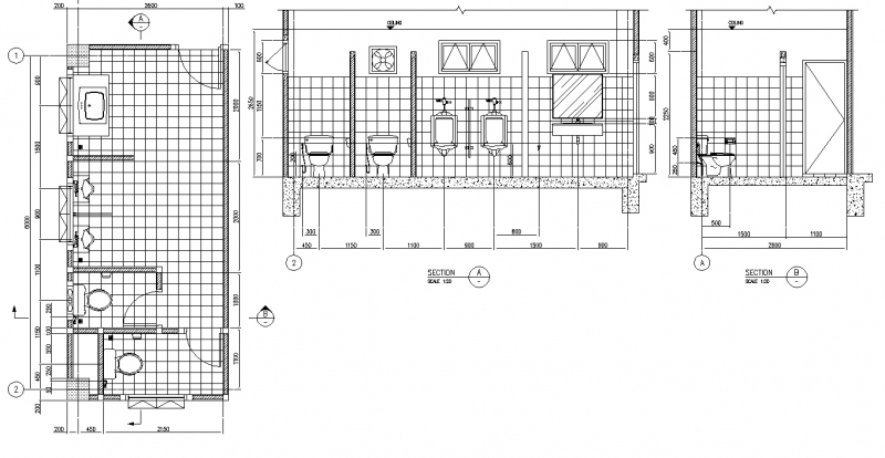 Toilet Drawing Plan and Sections | Aoo3D