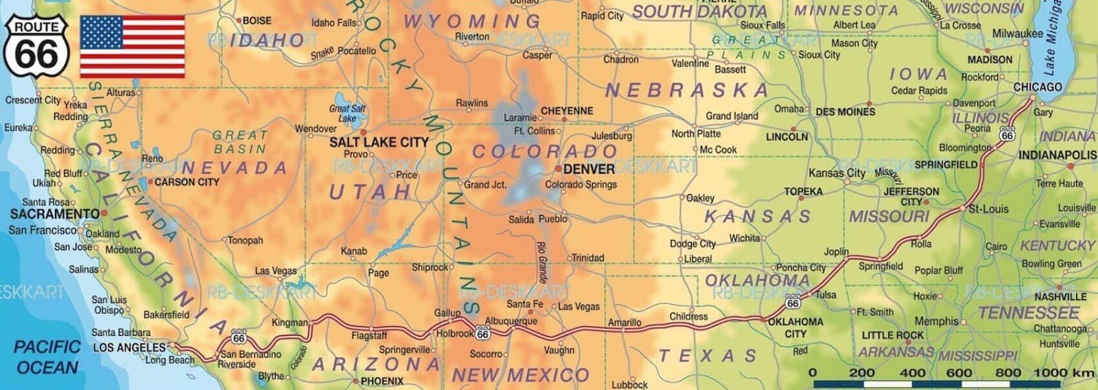 Mapas en lista de red (La ruta 66)