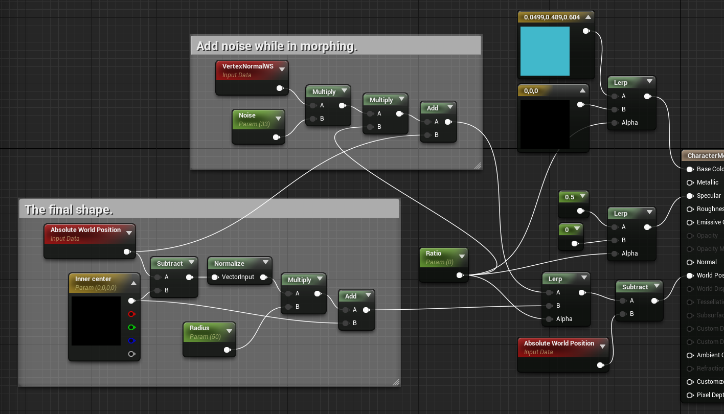 Simple morphing with material