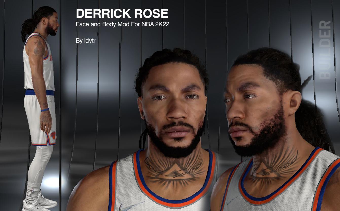 NBA 2K22 Derrick Rose Cyberface and Body Model Update by Idvtr