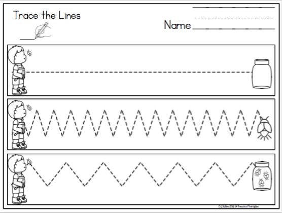 Firefly Tracing and Scissor Practice ~ Preschool Printables