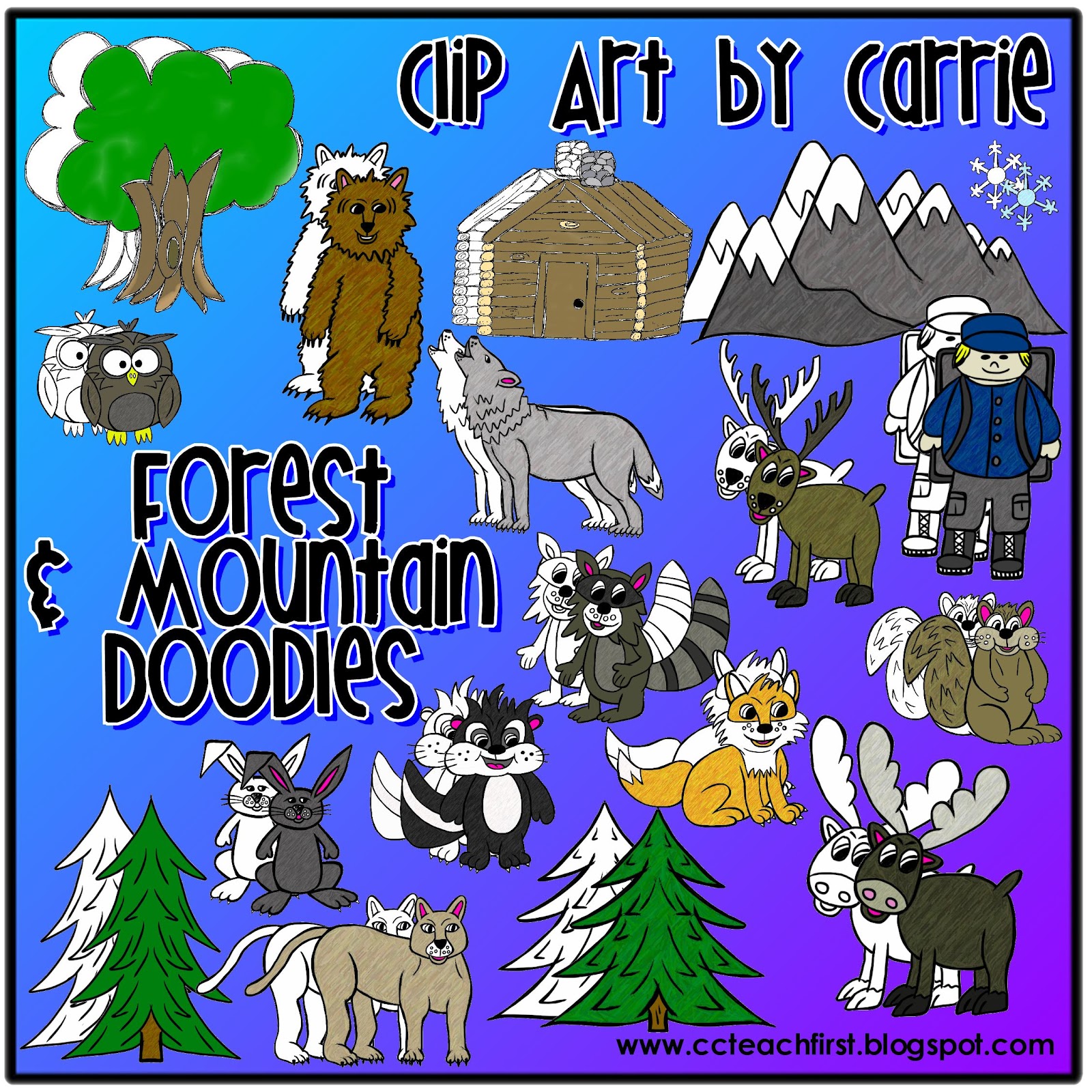 Clip Art by Carrie Teaching First: Forest & Mountain Habitat Doodles ...