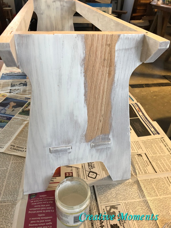 Custom Painted Oak Bench