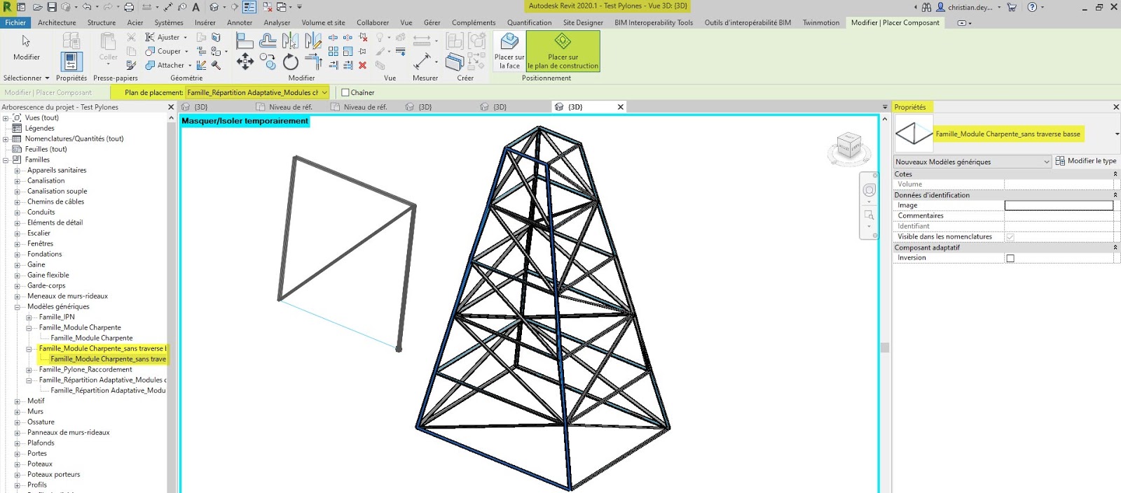Revit-Mémo: Revit 2020_Pylone_Composants adaptatifs