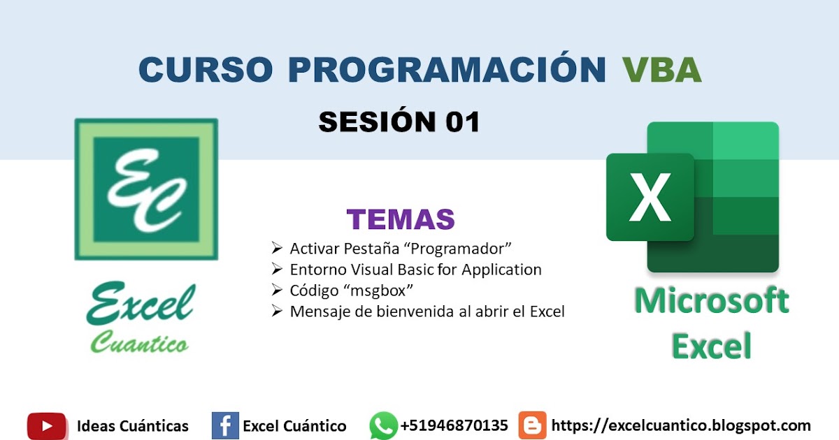 Curso Aplicado de Programación VBA - Excel - Sesión 01 - Activar ...