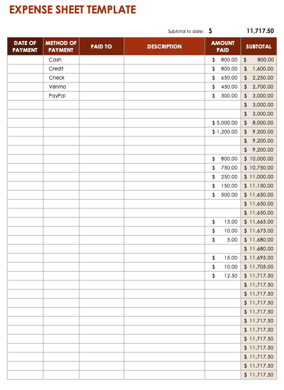 Expense Worksheet - Collage Template