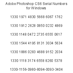 Adobe Photoshop CS6 Serial Numbers for Windows