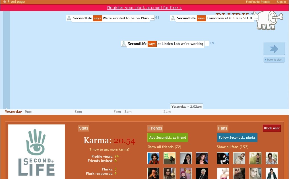 Echt Virtuell: Linden Lab startet offiziellen Second Life Plurk Account