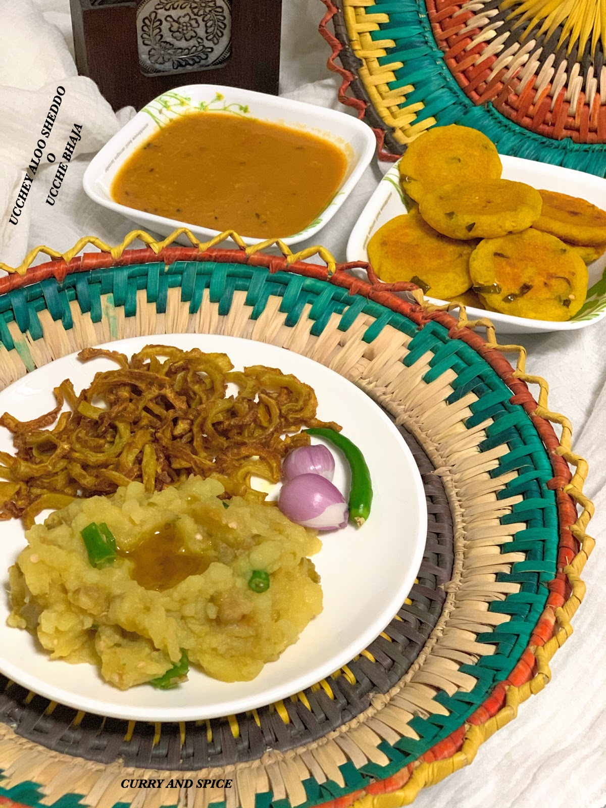 CURRY AND SPICE: UCCHE ALOO SHEDDO O UCCHE BHAJA