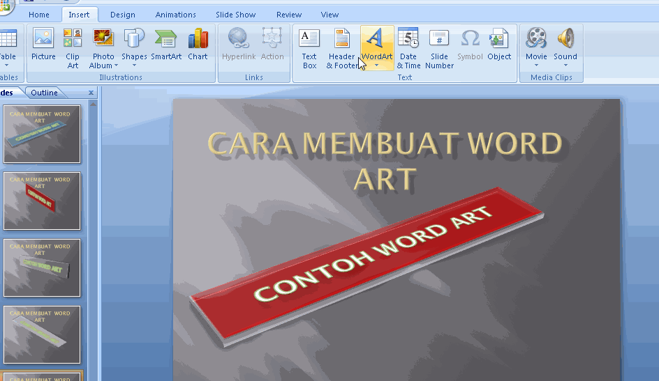 Membuat Variasi Teks di Microsoft PowerPoint 2007 - Cara Cari - Cari Cara