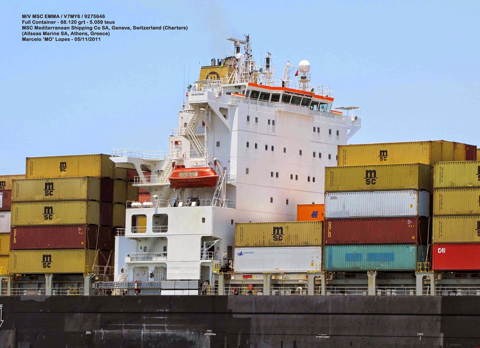 Santos Shiplovers: M/V MSC Emma / V7MY6 - 5.095 teus