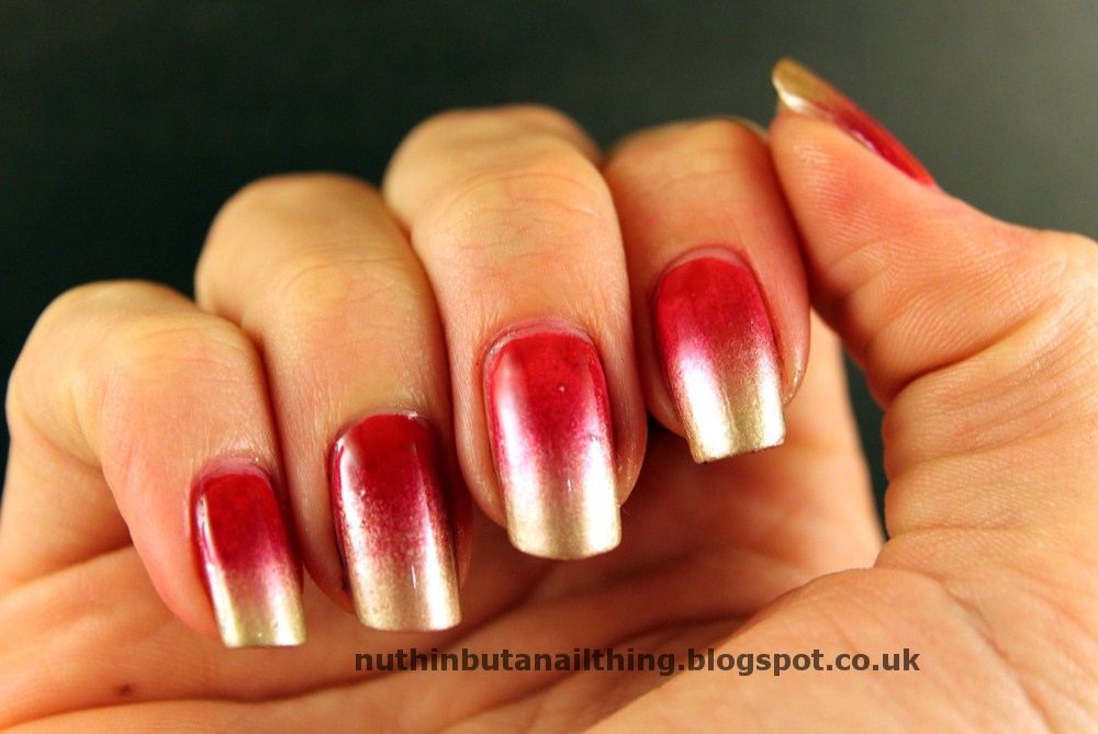 Red and Gold ombre | Red and gold nails, Gold nails, Red nails