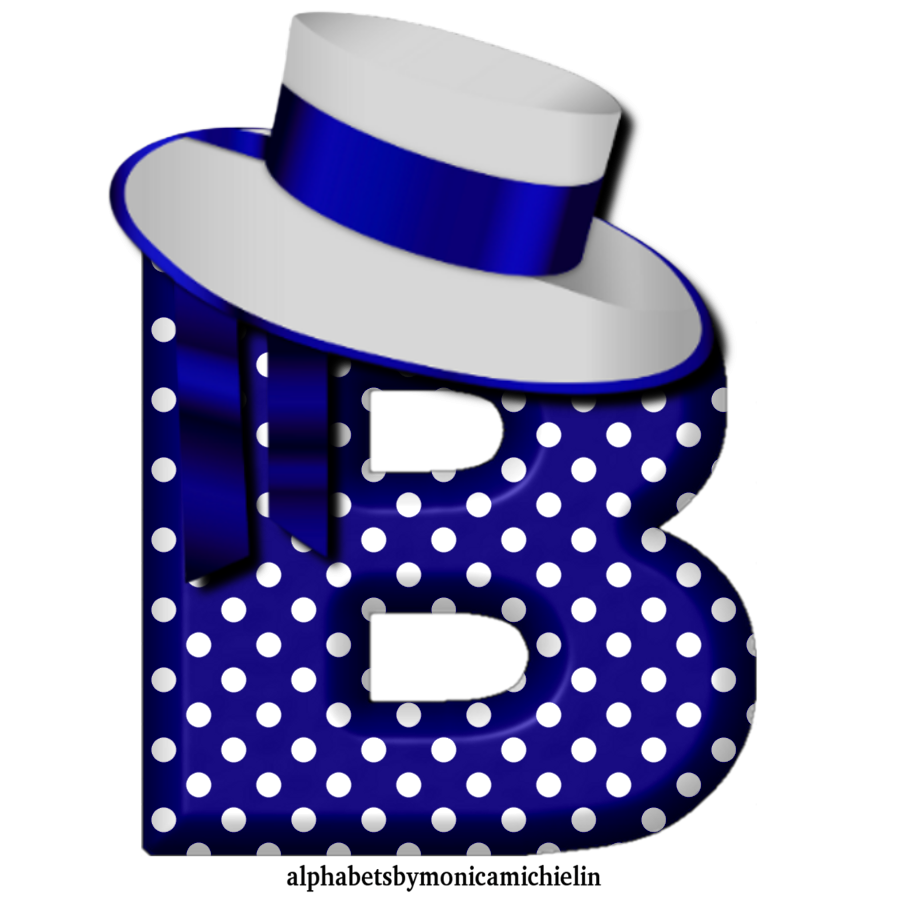 M. Michielin Alphabets: 1 - BLUE POLKA DOTS HAT ALPHABET PNG