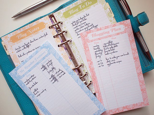 zakka life: Printables: Blog Organizer Inserts