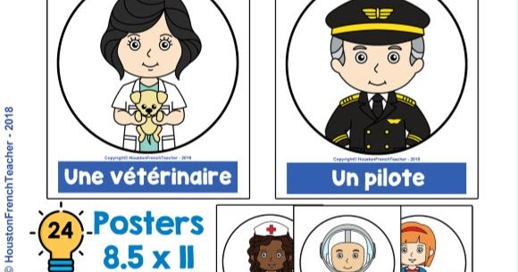 Les métiers (French Jobs) Les professions Posters/Affiches (24 Posters ...