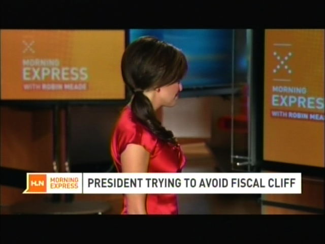 Ladies in Satin Blouses: Robin Meade - red satin top