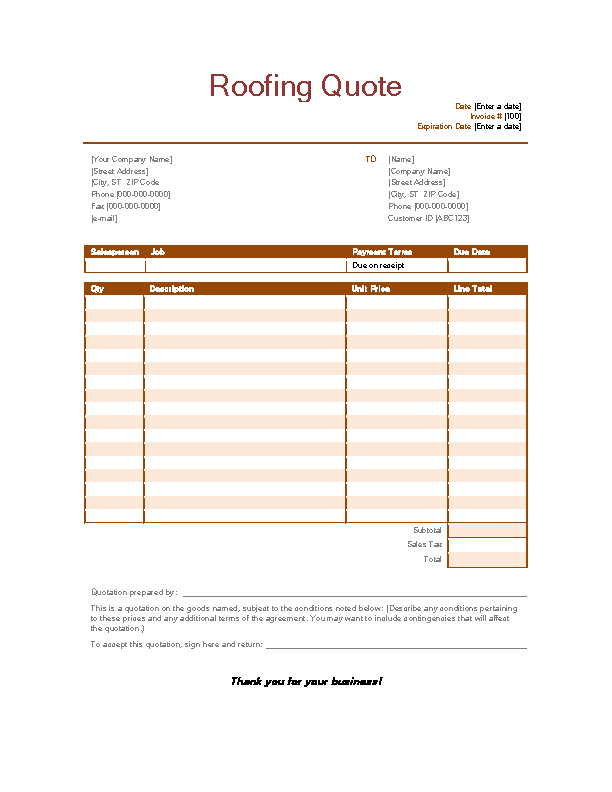 Roofing Invoice Pdf - Invoice Template